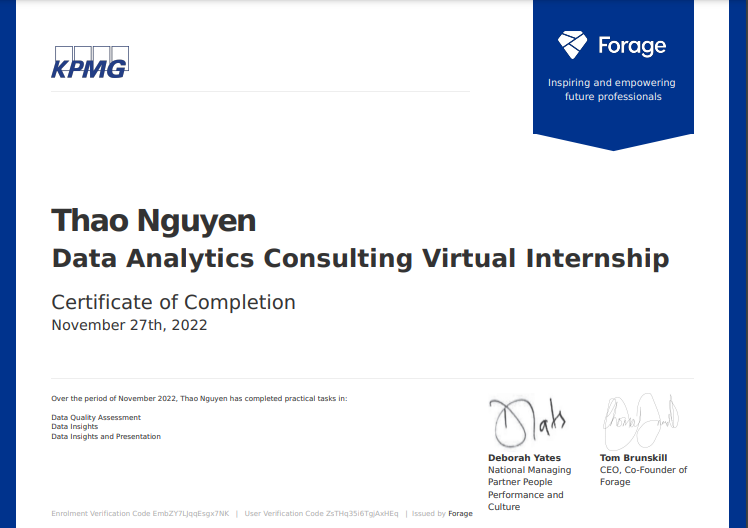 KPMG Virtual Internship KPMG Virtual Internship